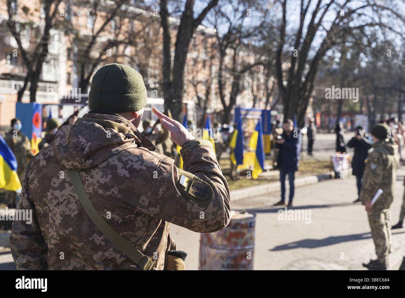 Poltava, Ukraine - 20 Feb 2022 Nebesna Sotnia Monument and requiem ...