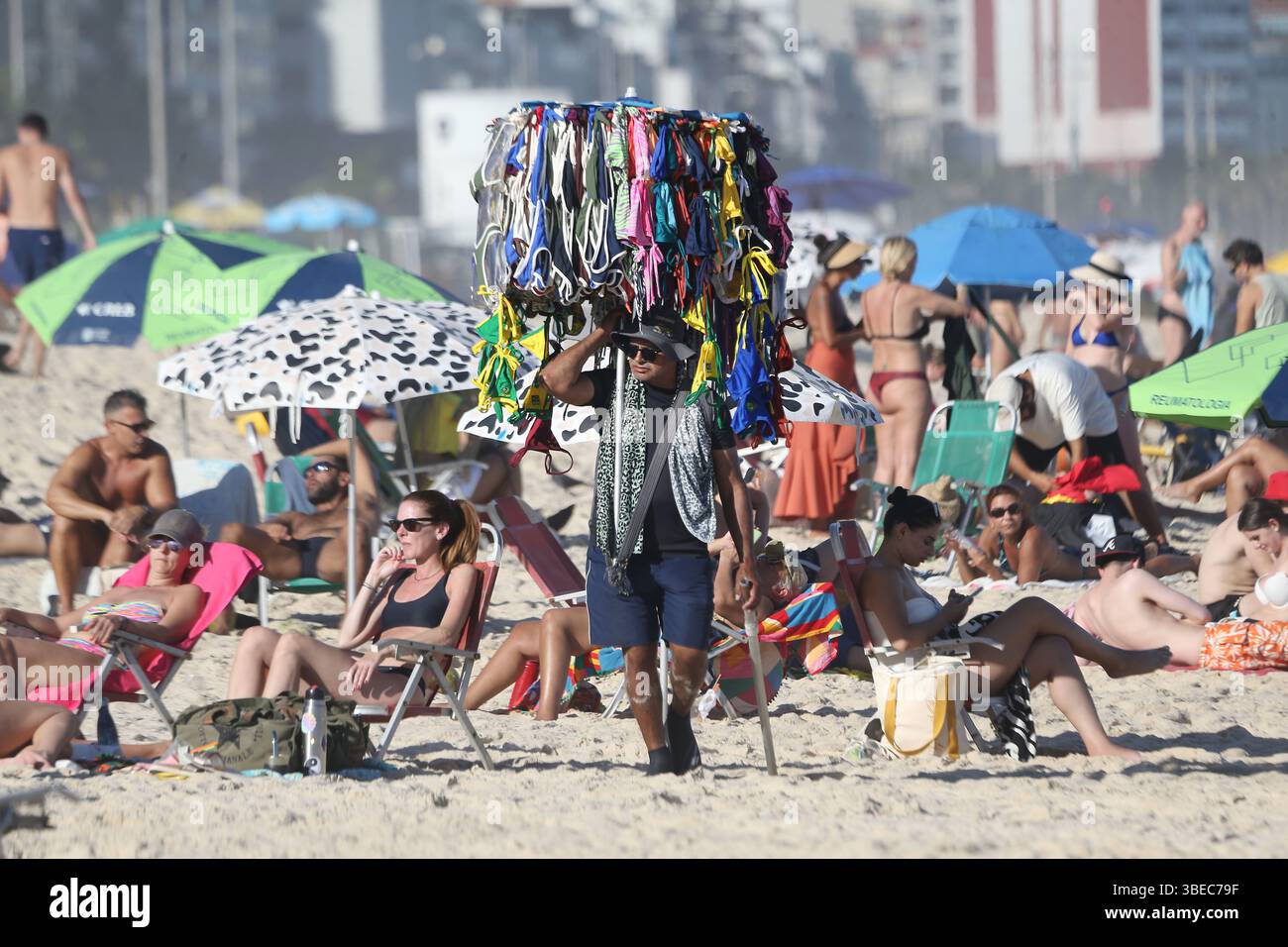 May 28, 2025, Rio De Janeiro, Rio De Janeiro, Brazil: A beach vendor ...