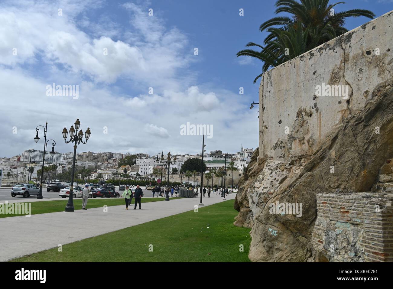 Panoramic view of the harbour and the sea of Tangier seen from the ...