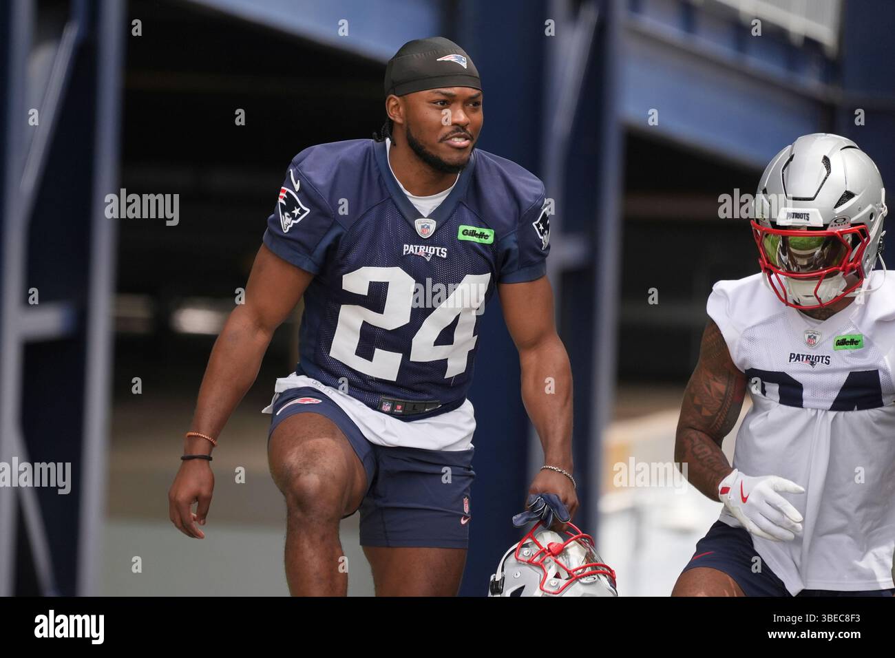 New England Patriots safety Dell Pettus (24) heads to the field prior ...