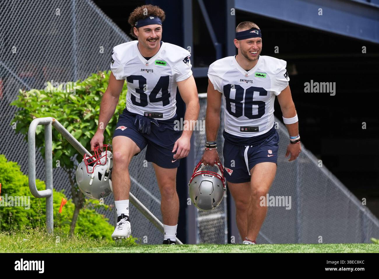 New England Patriots running back Lan Larison (34) and wide receiver ...