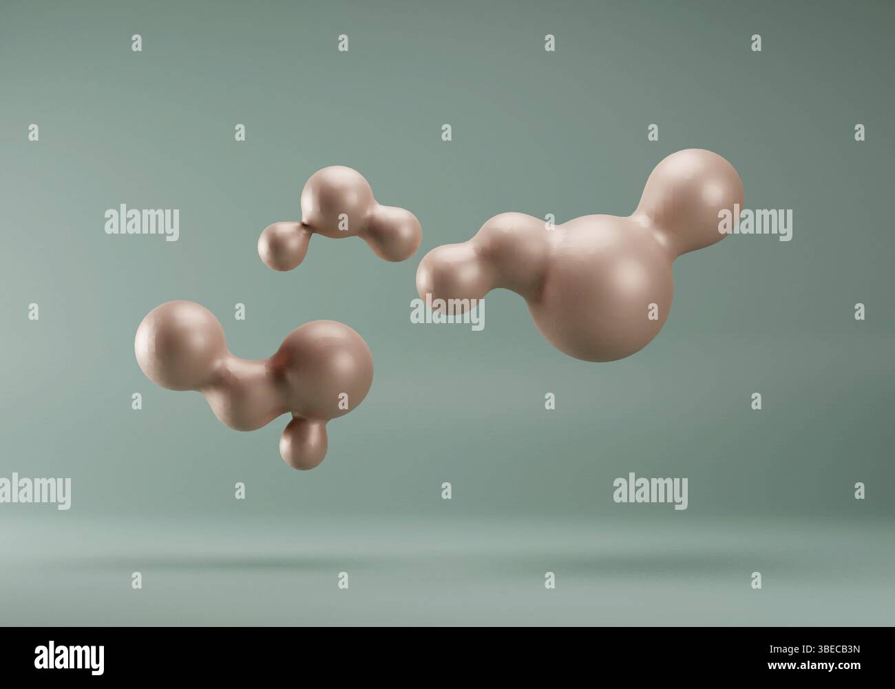 Abstract liquid metaball background. 3d render in contemporary modern style. mid century wall ...