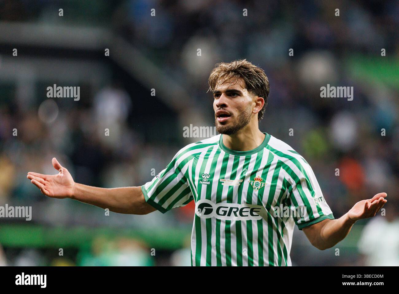 Ez Abde Abde Ezzalzouli seen celebrating after scoring goal during UEFA ...