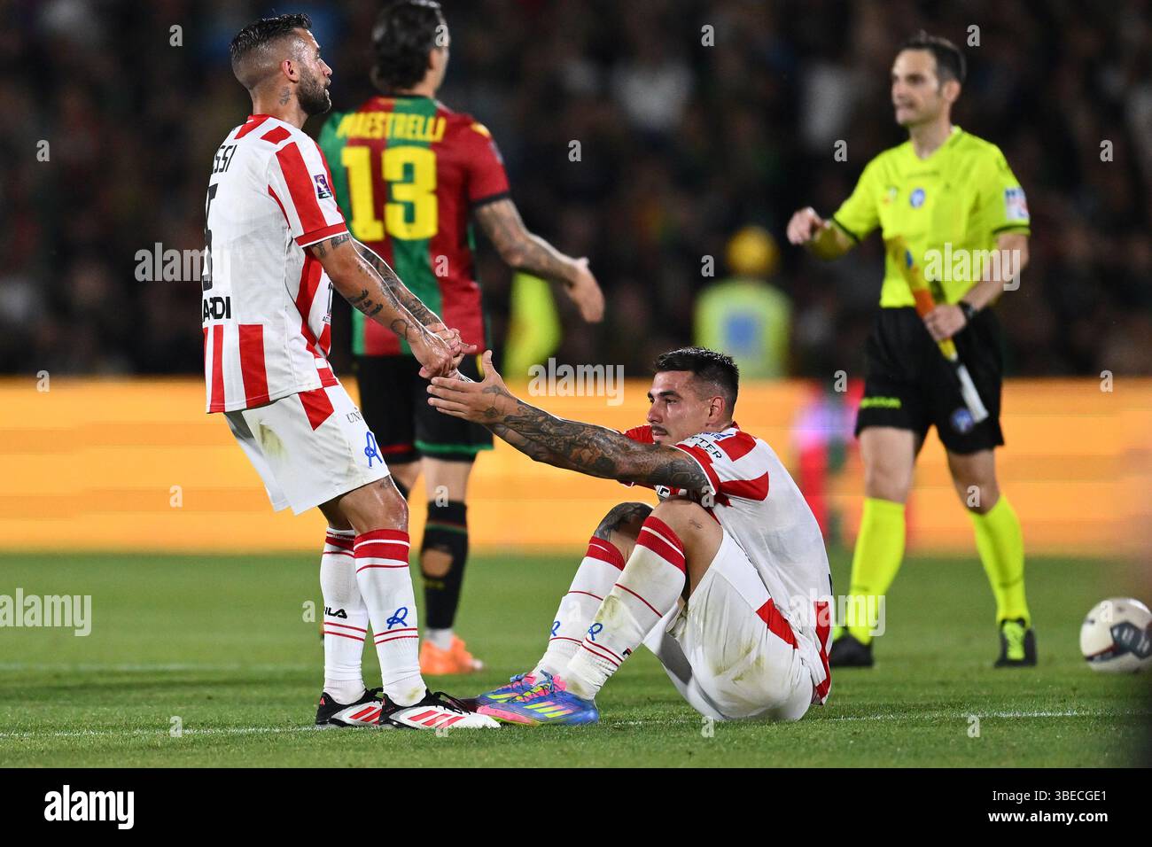 The disappointment Fausto Rossi of L.R. Vicenza and Franco Ferrari of L ...