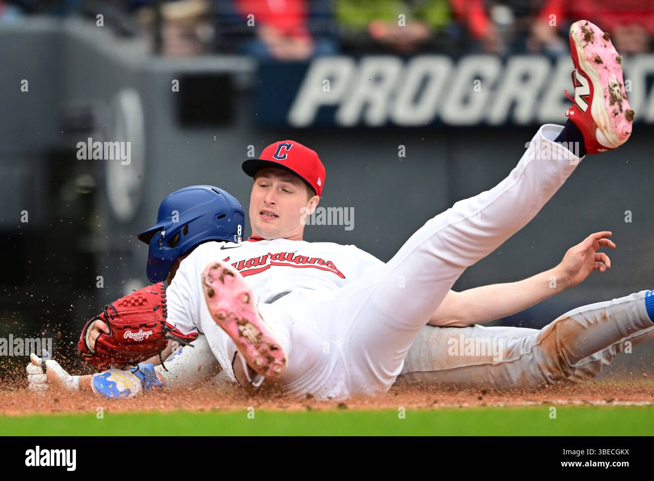 Cleveland Guardians relief pitcher Tim Herrin collides with Los Angeles ...
