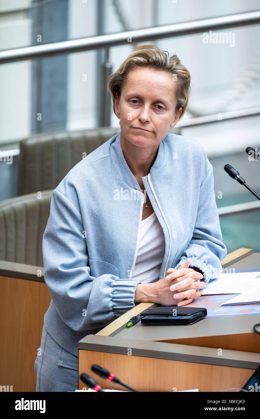 Annick De Ridder NVA Minister at the Flemish parliament plenary meeting ...