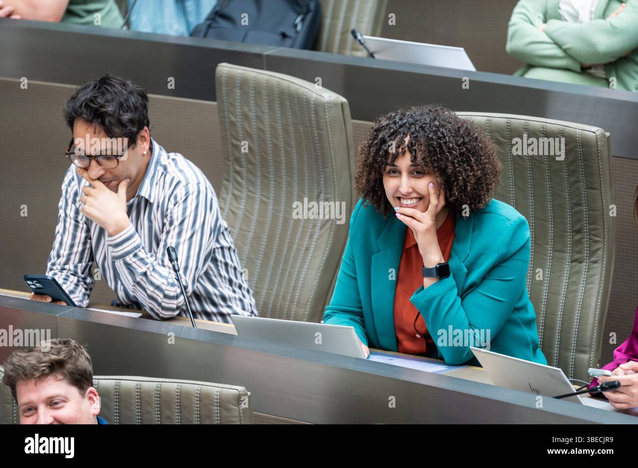 Nadia Naji and Fourat Ben Chikha at the Flemish parliament plenary ...