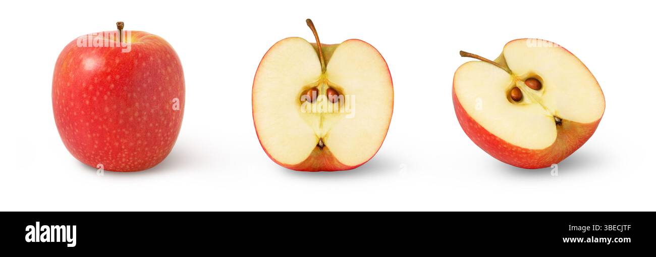 Set apples in row Cut Out Stock Images & Pictures - Alamy
