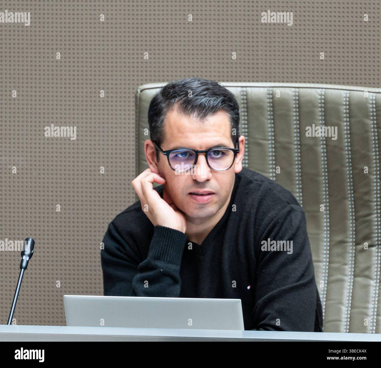 M Hamed Kasmi Team Fouad Ahidar at the Flemish parliament plenary ...