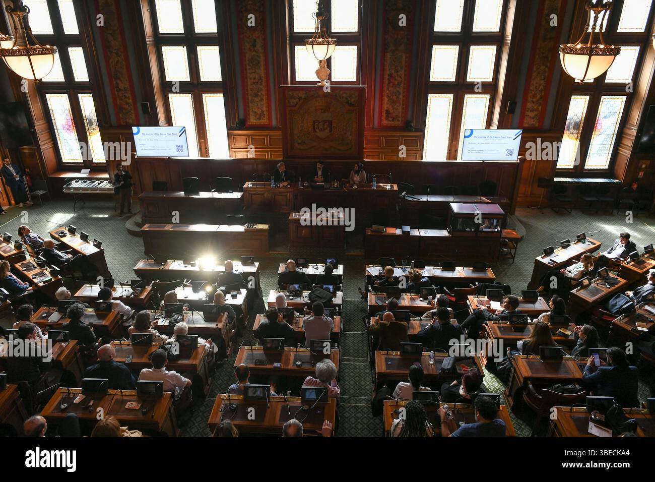 Paris, France. 28th May, 2025. Attendees participate in the public ...