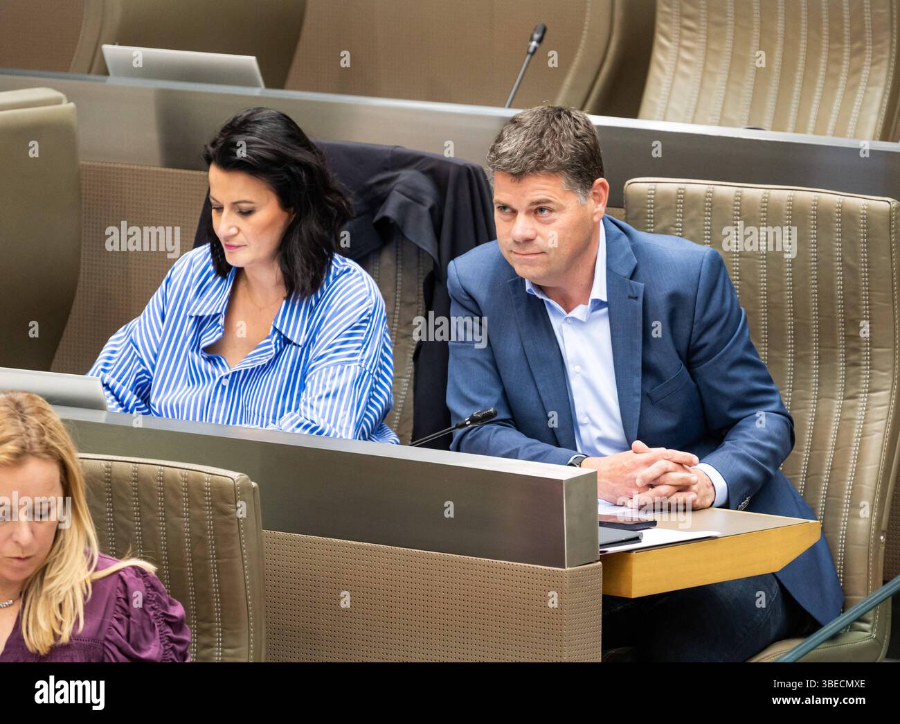 Stephanie D Hose and Tom Ongena Open VLDÂ at the Flemish parliament ...