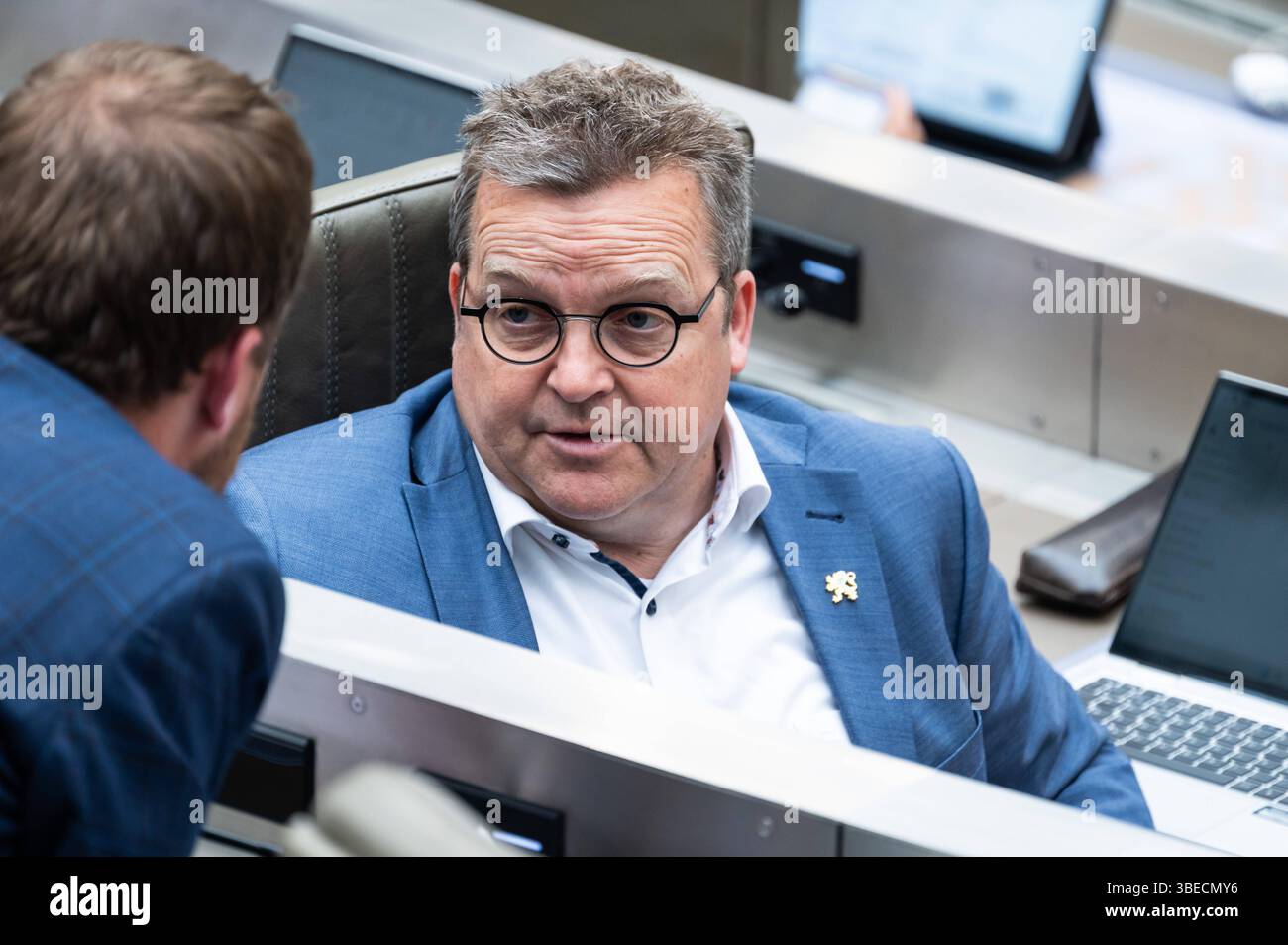 Paul Van Miert NVA at the Flemish parliament plenary meeting in ...