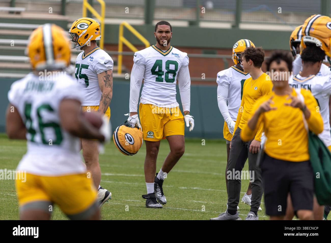 Green Bay Packers tight end Messiah Swinson (48) during an OTA practice ...