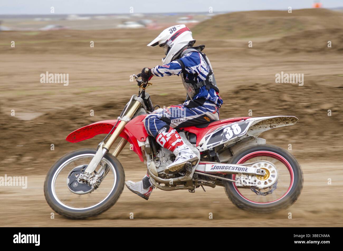 Volgograd, Russia - April 19, 2015: Motorcycle racer rides on the road ...