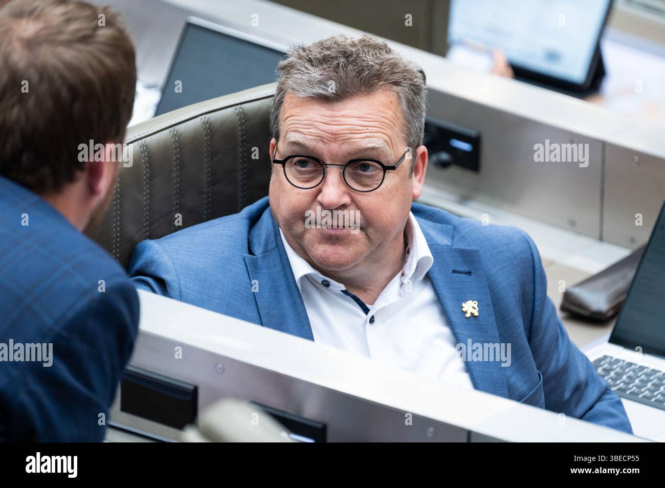 Paul Van Miert NVA at the Flemish parliament plenary meeting in ...