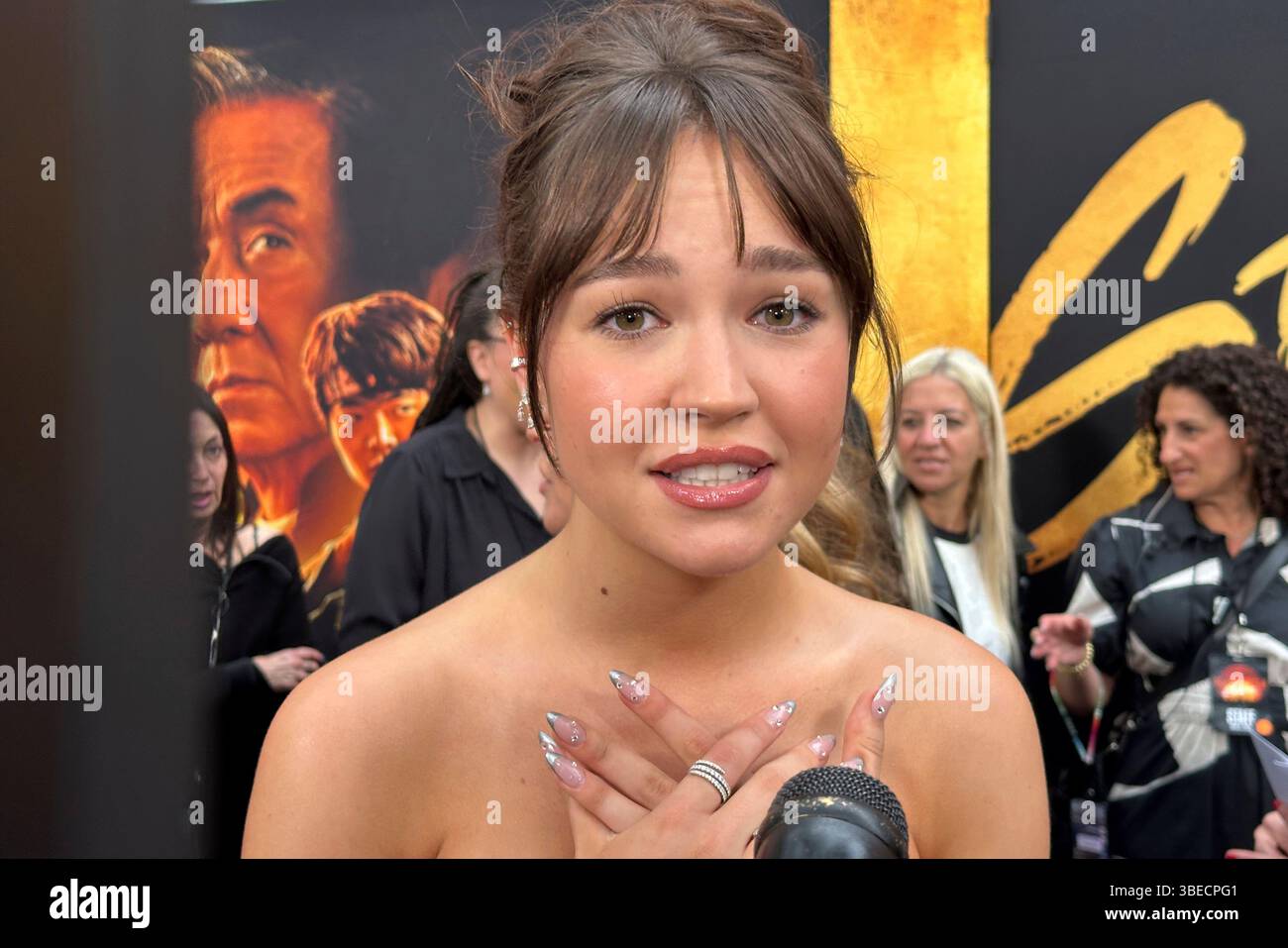 Sadie Stanley speaks with the media at the world premiere of "Karate ...