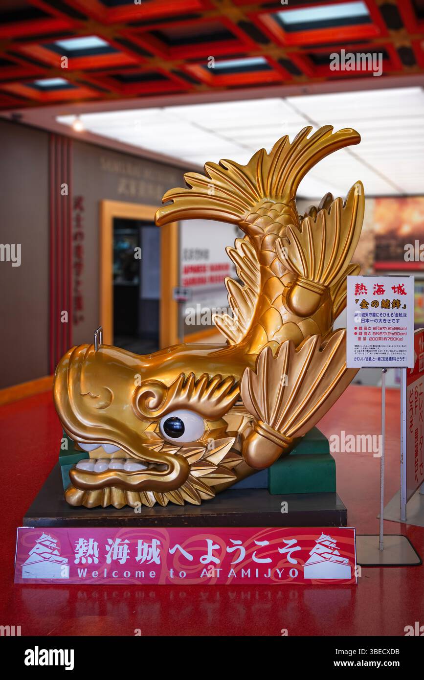 shizuoka, atami - mar 26 2025: Photo spot depicting a golden shachihoko ...