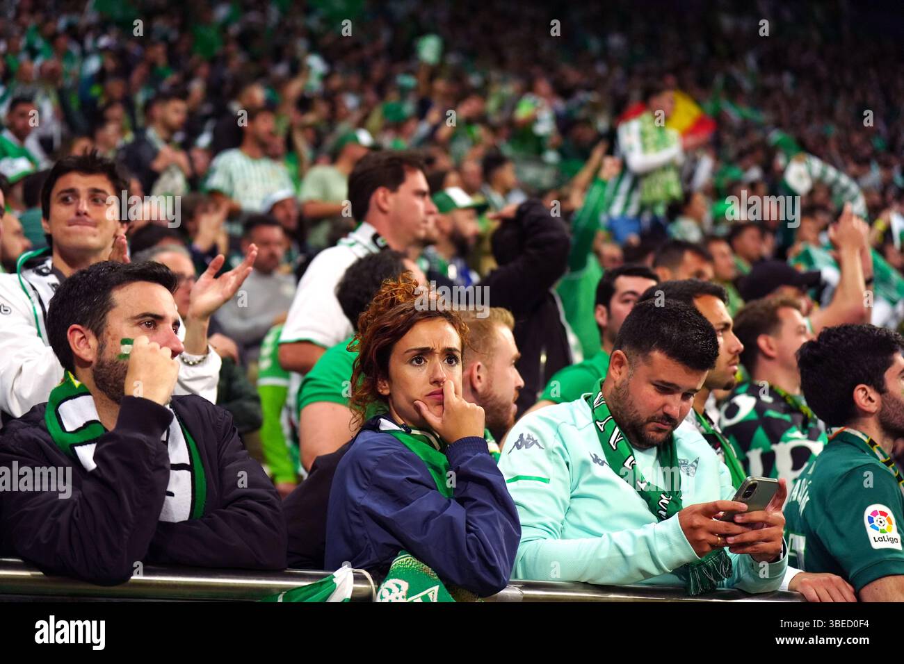 Real Betis fans appear dejected following the UEFA Conference League ...