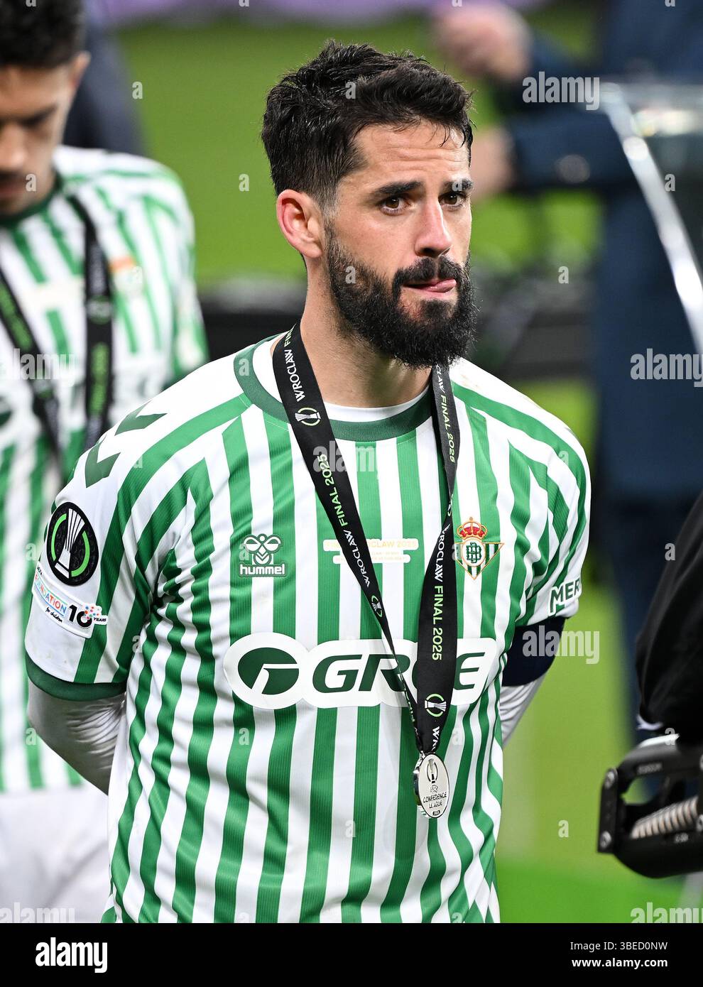 Real Betis' Isco reacts after the UEFA Conference League final match at ...
