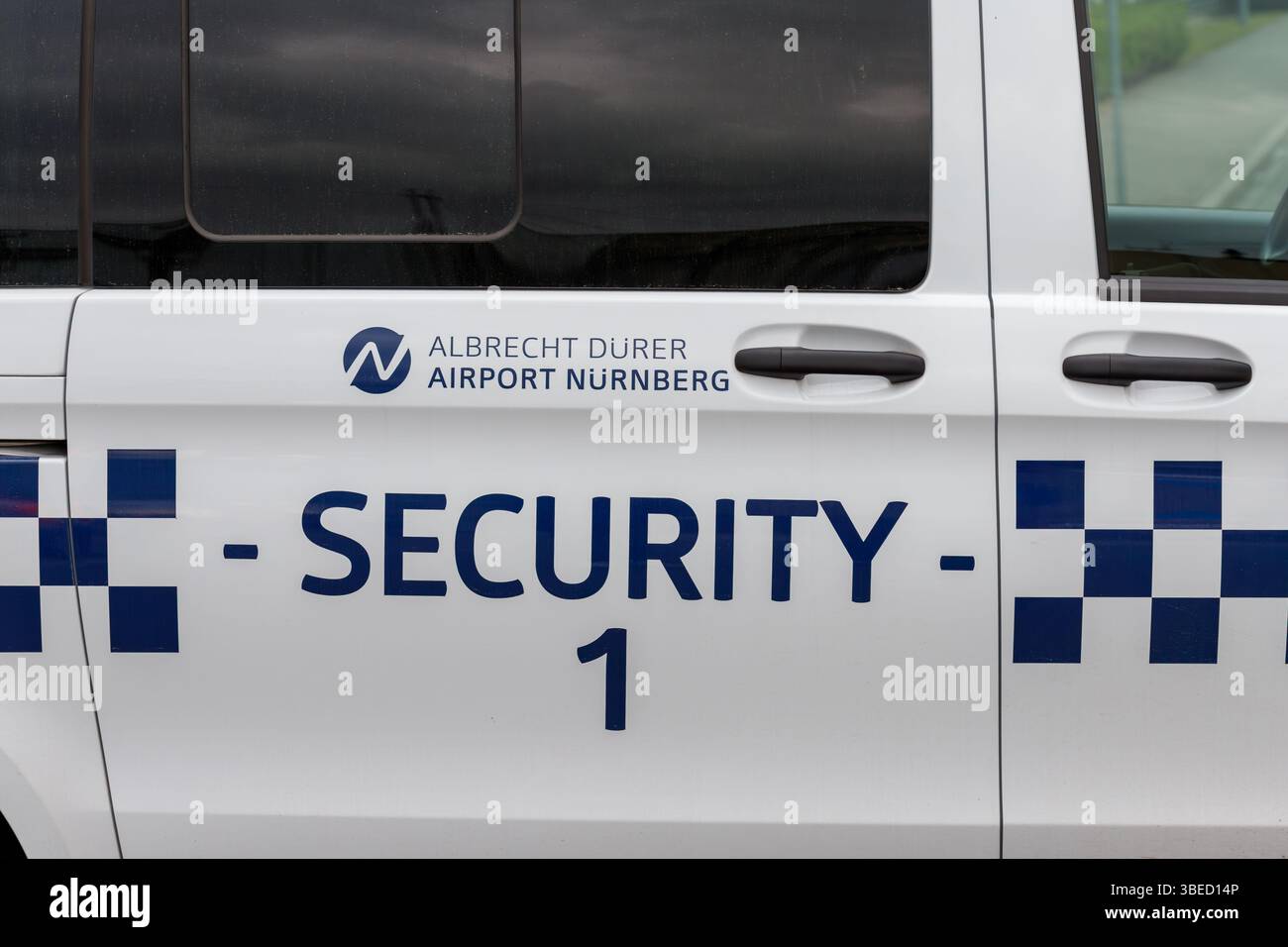 Nuremberg, Germany - 25th May 2025: Close-up of a white security ...