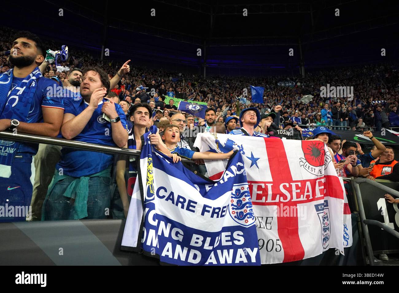 Chelsea fans celebrate following the UEFA Conference League final match ...