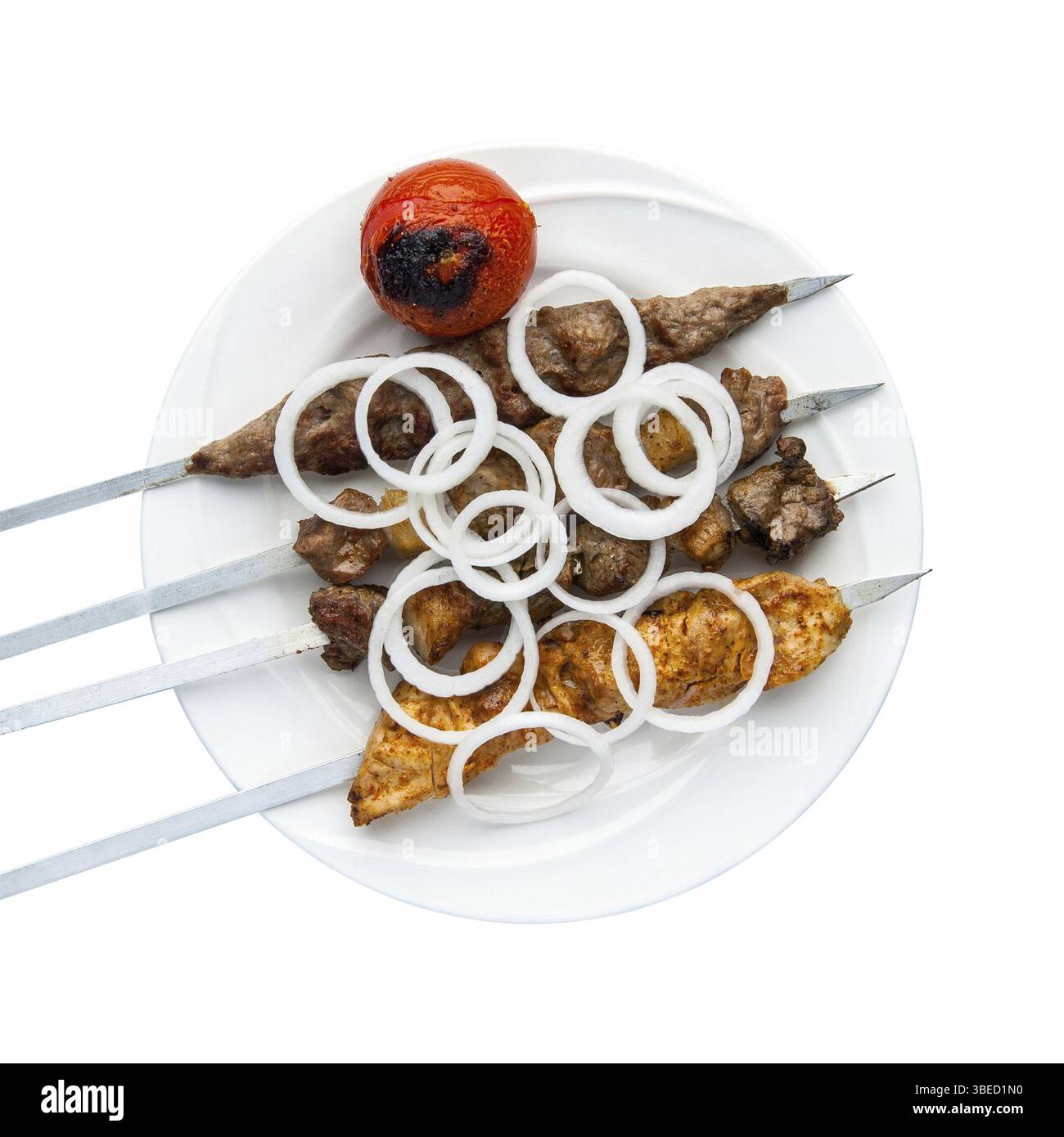 Top view grilled kebab Cut Out Stock Images & Pictures - Alamy