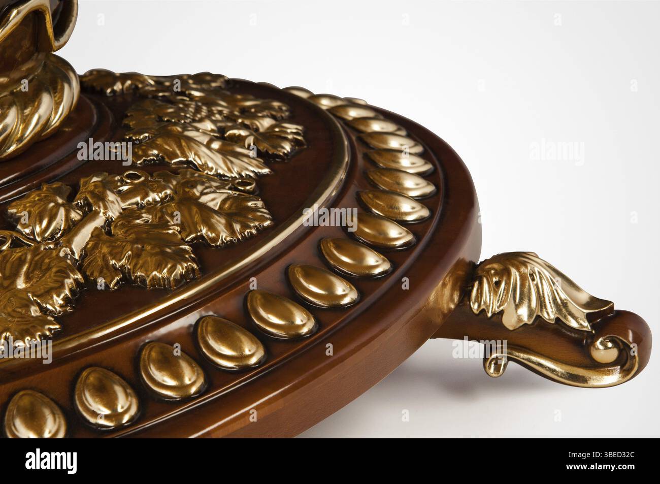 Luxury gold plated leg kitchen table in baroque style. Close-up Stock ...