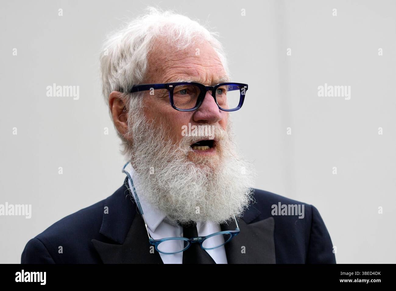 David Letterman arrives at the JFK Library, Sunday, May 4, 2025, in ...
