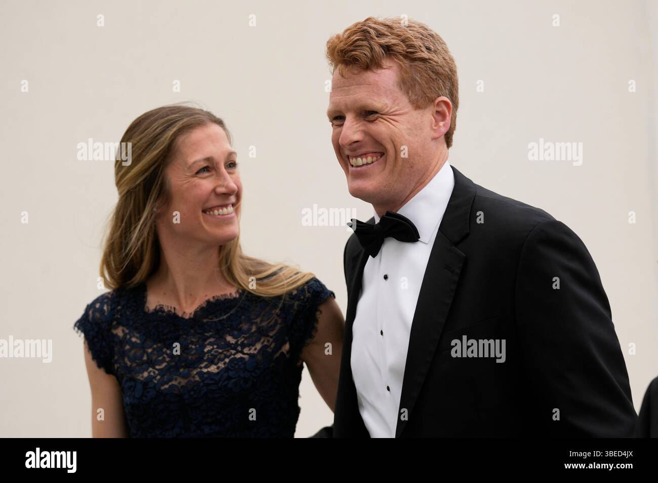 Joe Kennedy III and his wife, Lauren Anne Birchfield, arrive at the JFK Library, Sunday, May 4 ...