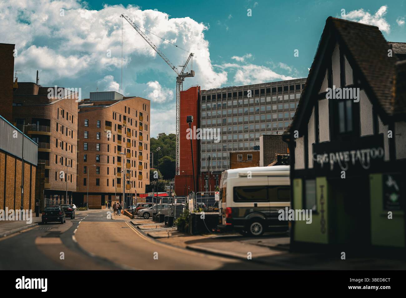 Different eras of architecture and construction of a modern housing ...