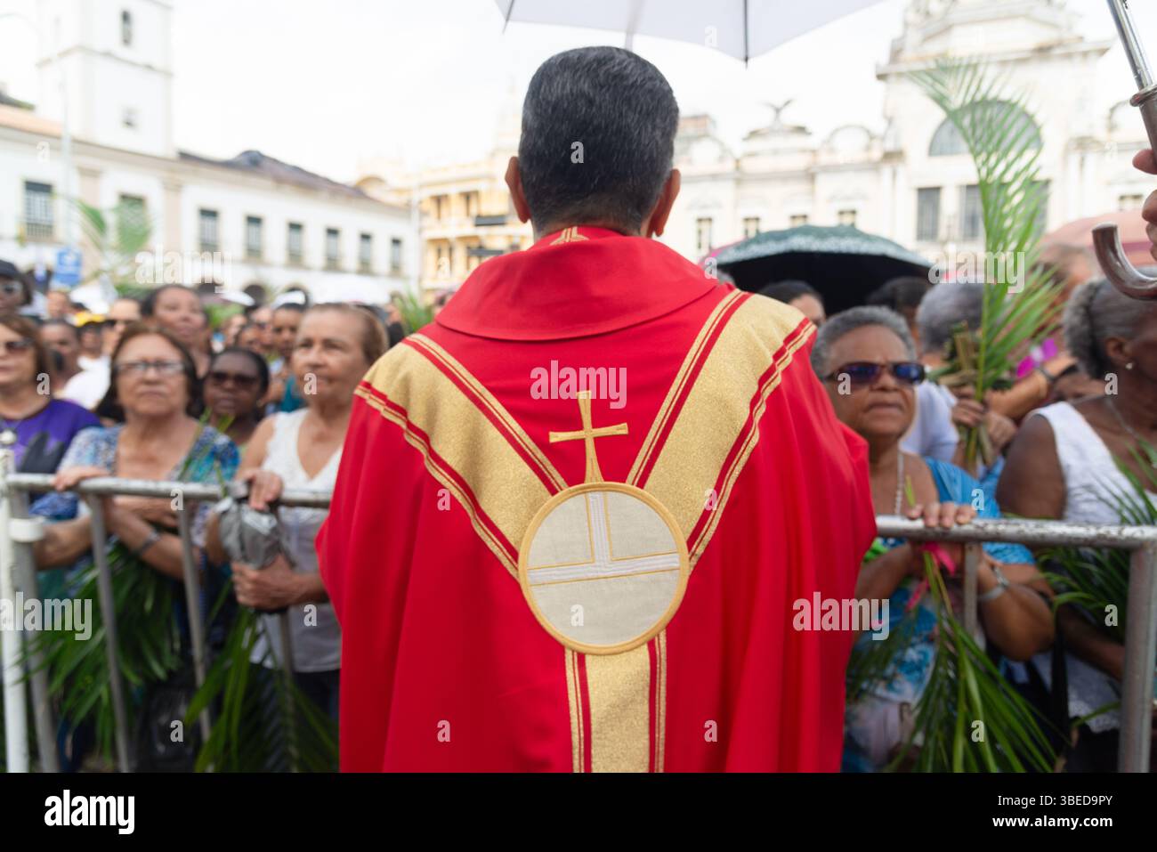 Salvador, Bahia, Brazil - April 13, 2025: Catholic priests distribute ...