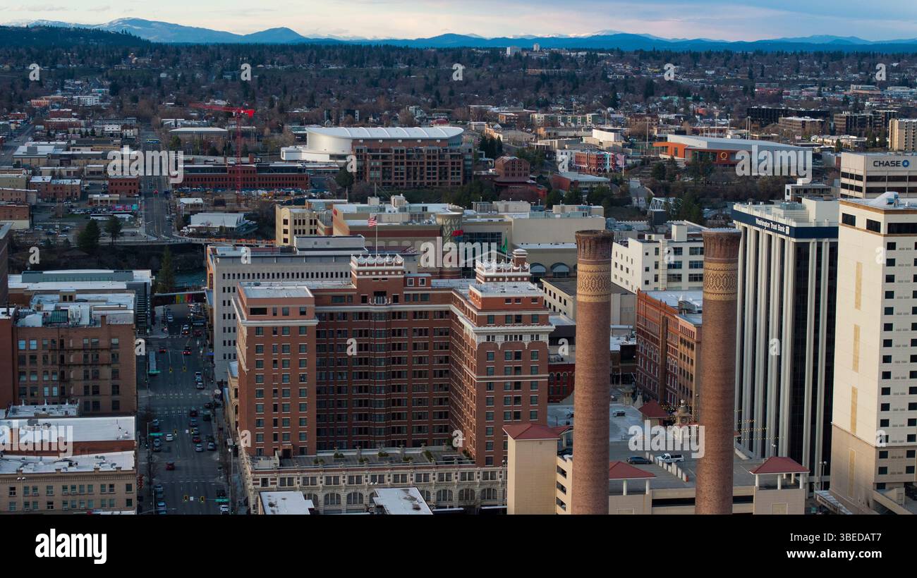 Vehicles drive downtown Spokane, Wash., March 27, 2025. (AP Photo/Jenny ...