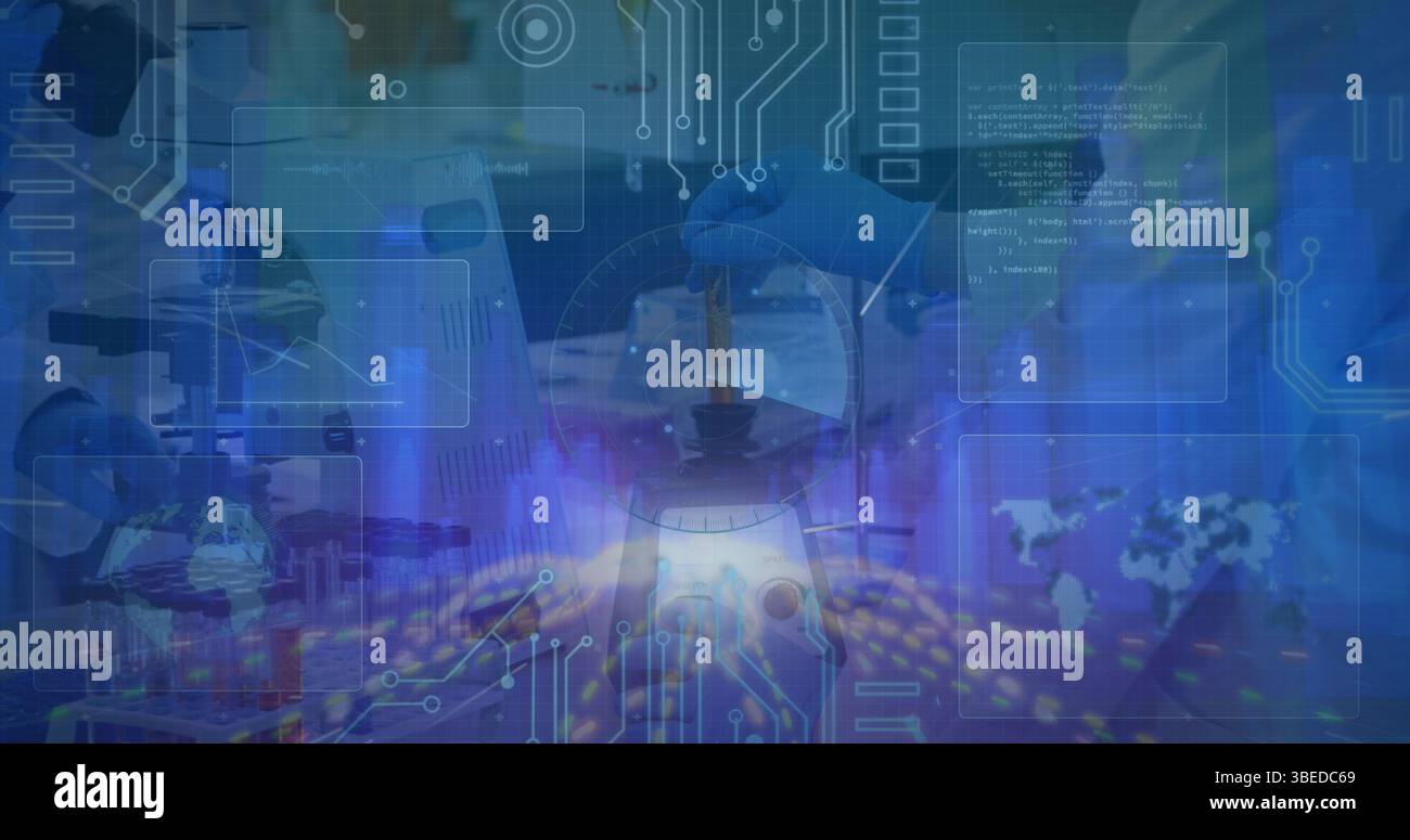Image of digital interface over laboratory Stock Photo - Alamy
