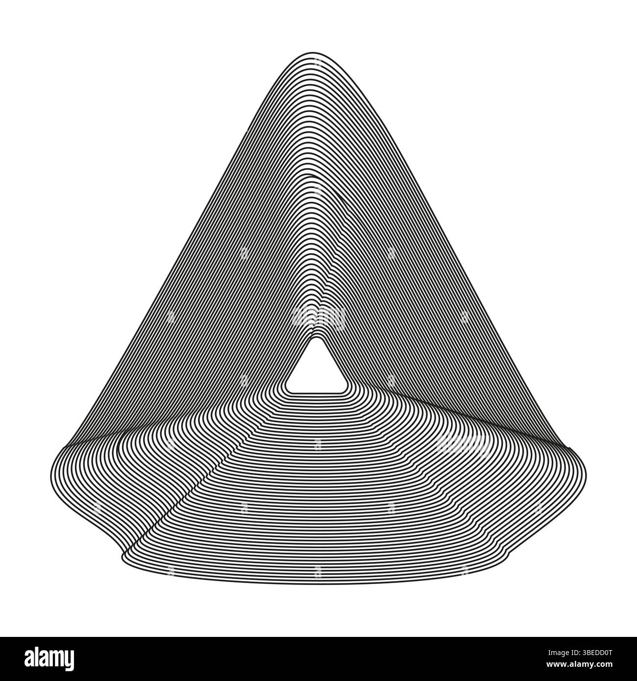 Triangle wireframe shape. Layered contour pyramid. Optical stripe ...