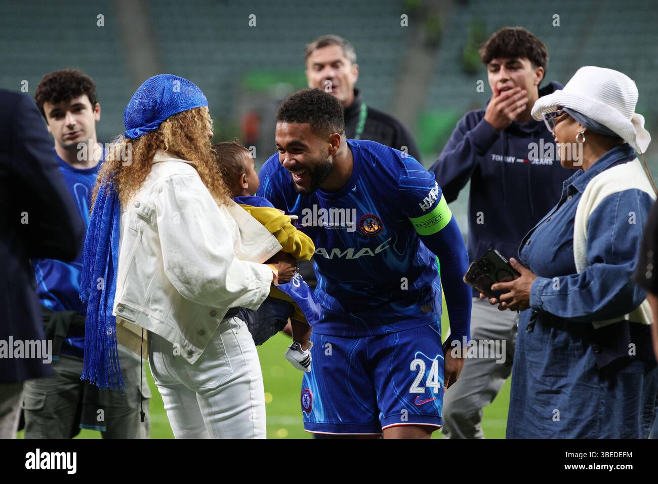 WROCLAW, POLAND - 28th May 2025: Reece James of Chelsea celebrates with ...