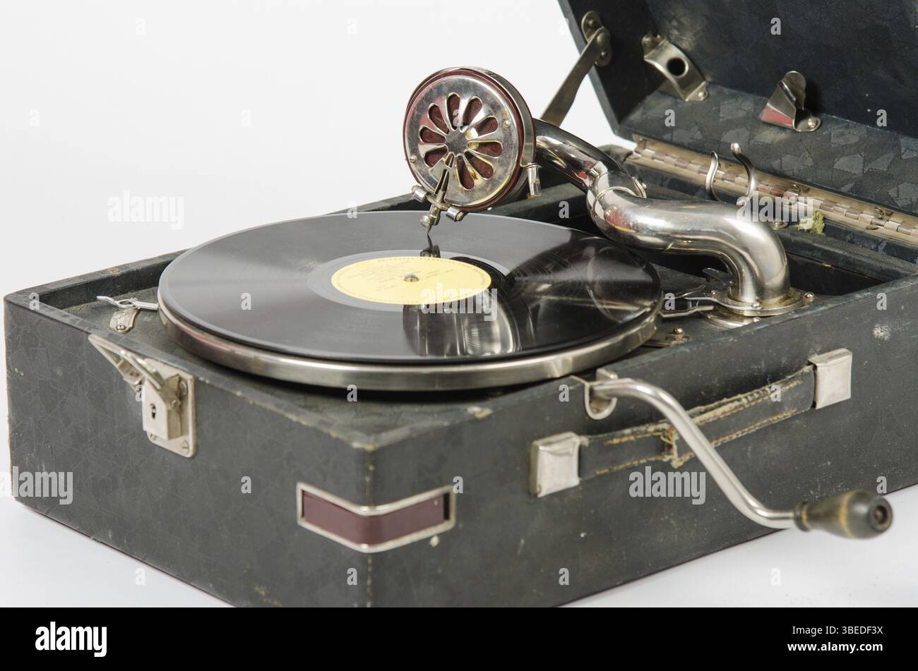 Old gramophone, a mechanical device for playing phonograph records ...