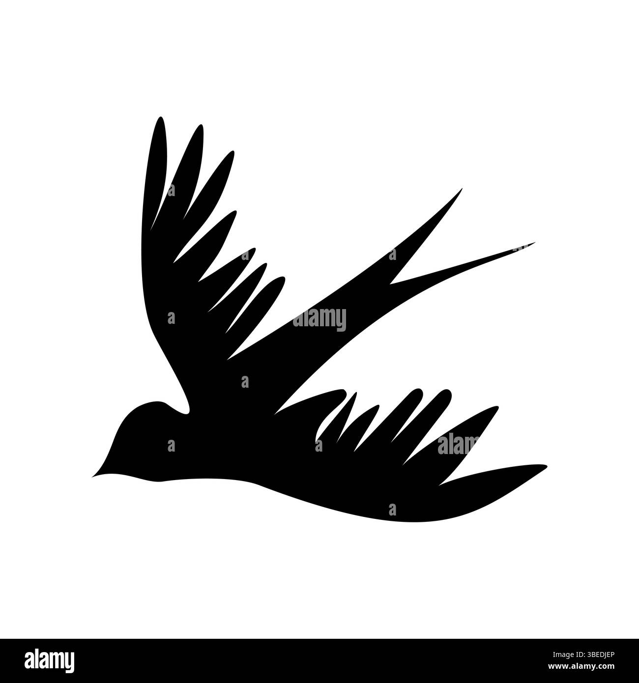 Bird silhouette icon. Freedom flight symbol. Black wing vector. Minimal ...