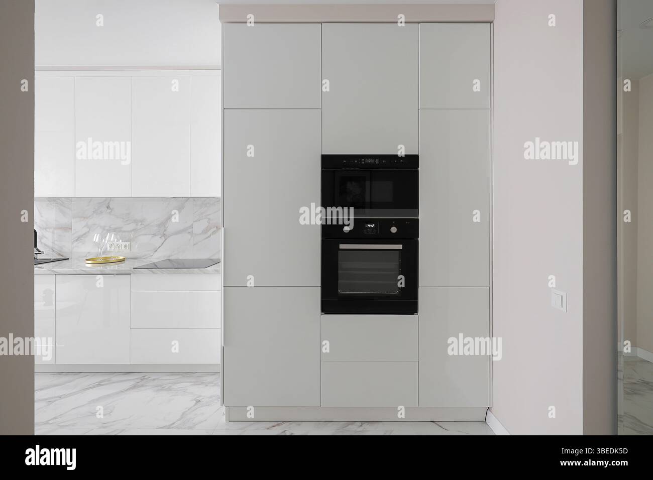 Built-in electric oven and microwave oven in the kitchen furniture ...