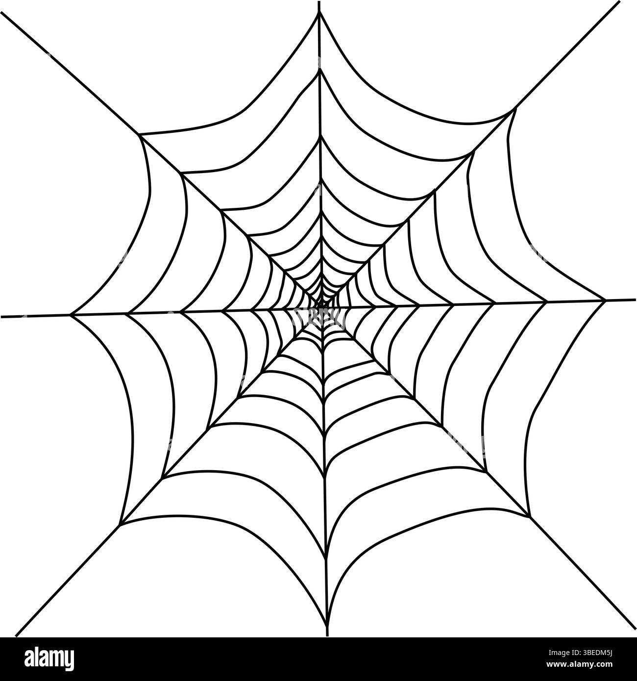 Spider web illustration. Black outline style. Symmetrical design ...
