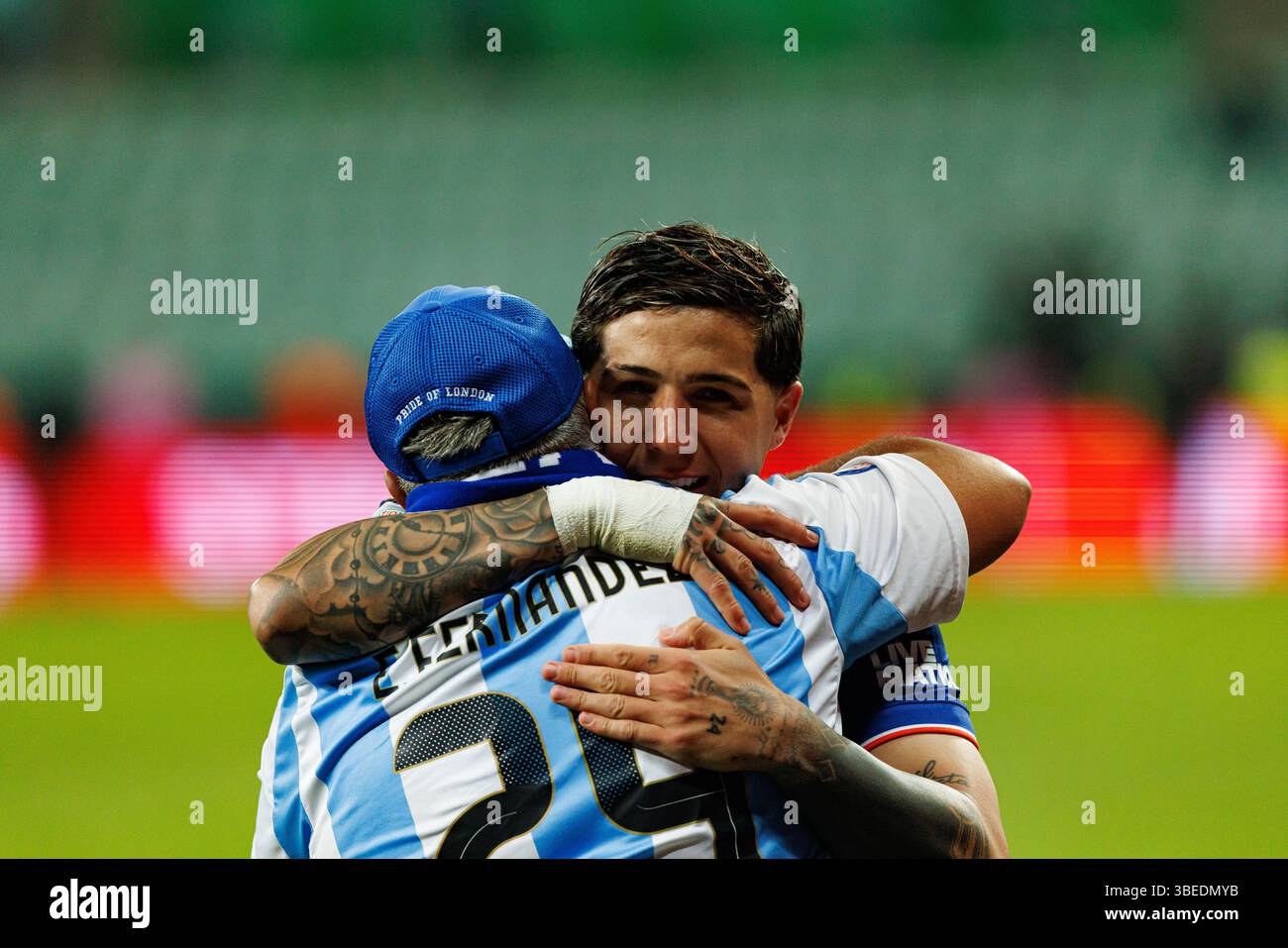 Enzo Fernandez seen with his family during UEFA Conference League 2025 ...