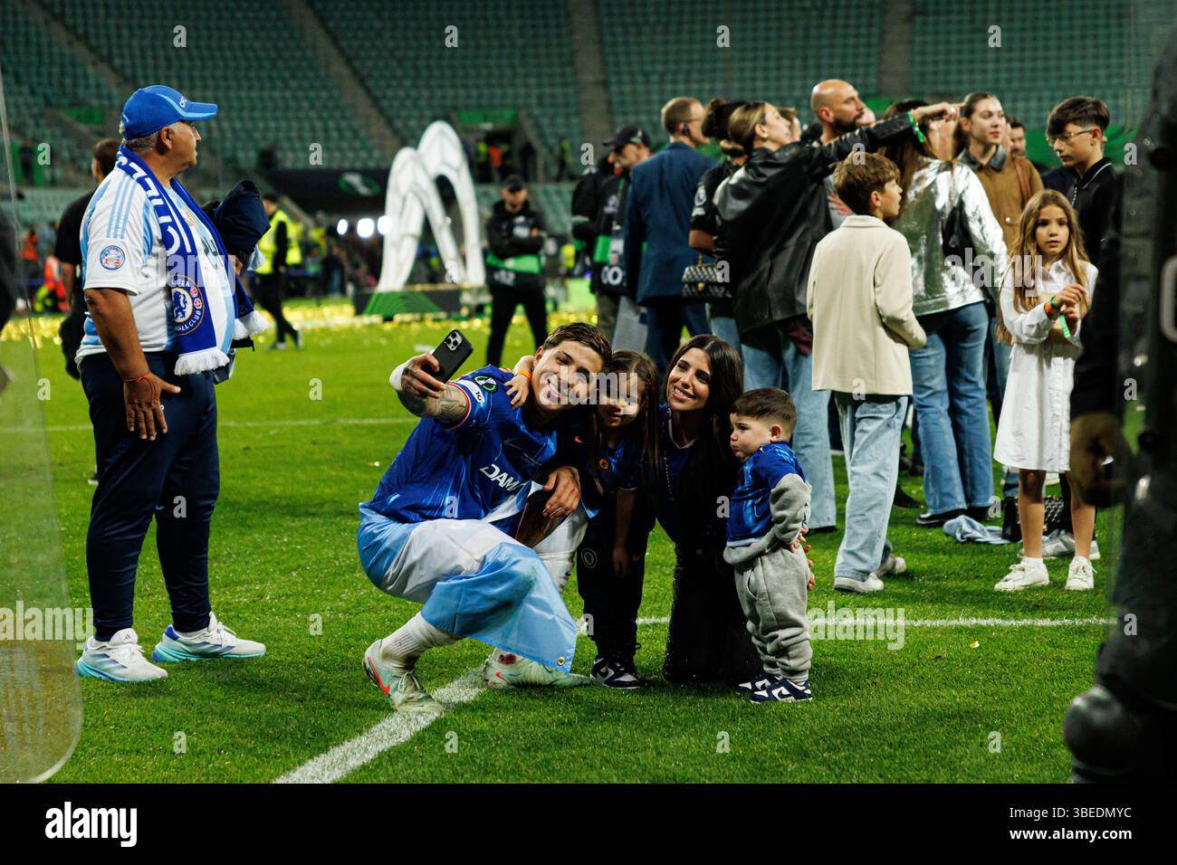 Enzo Fernandez seen with his family during UEFA Conference League 2025 ...