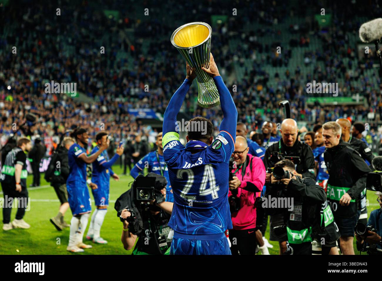 Reece James seen during UEFA Conference League 2025 final game between ...