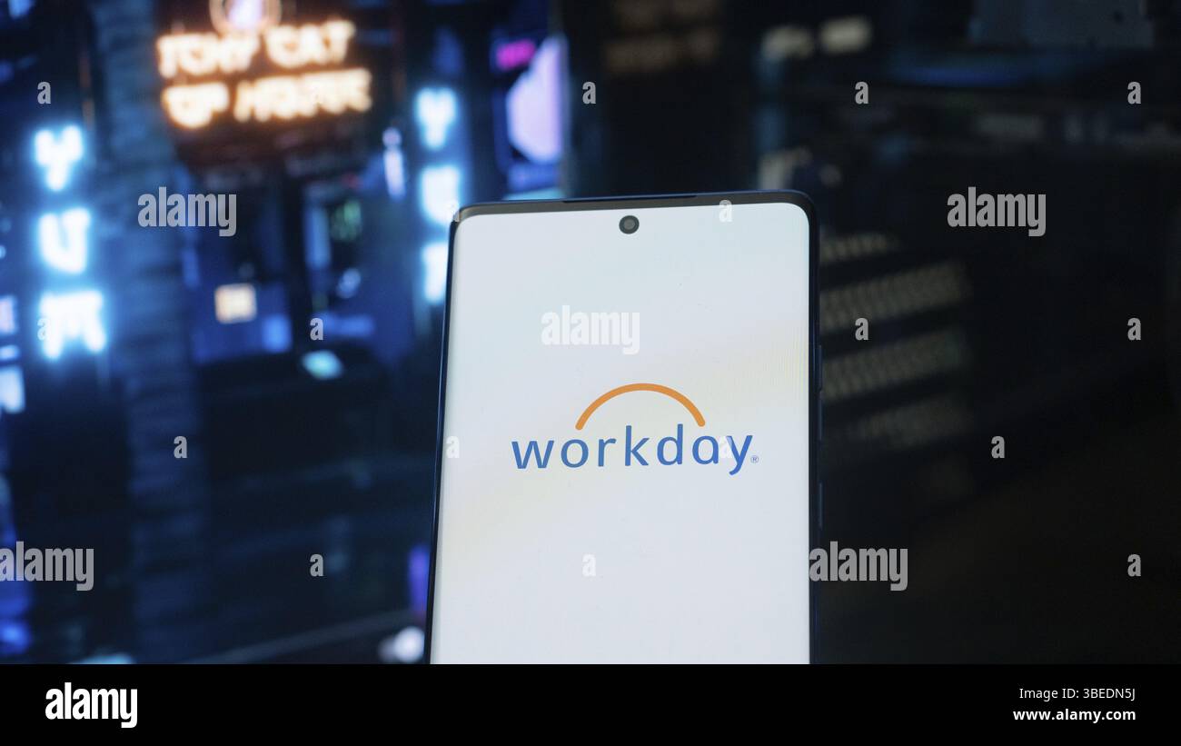 Dhaka, Bangladesh 02 May 2025: Workday logo displayed on smartphone ...