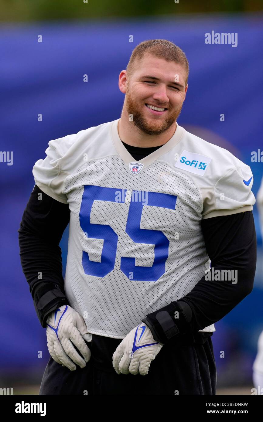 Los Angeles Rams defensive tackle Braden Fiske stands on the field ...