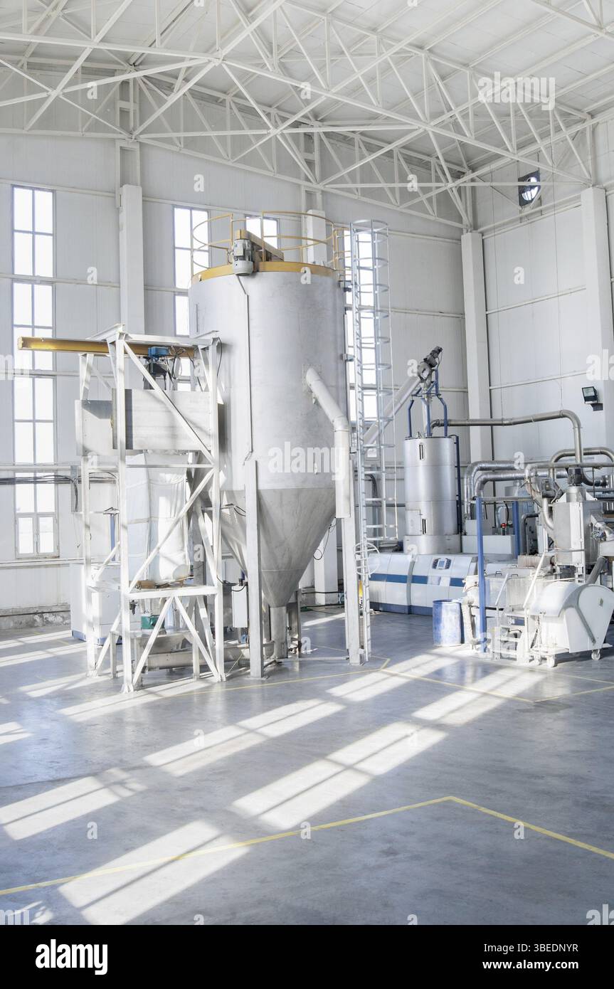 In the workshop machines for processing and manufacturing of plastic ...