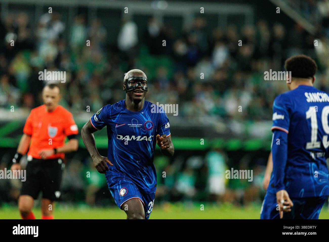 Moises Caicedo seen celebrating after scoring goal during UEFA ...