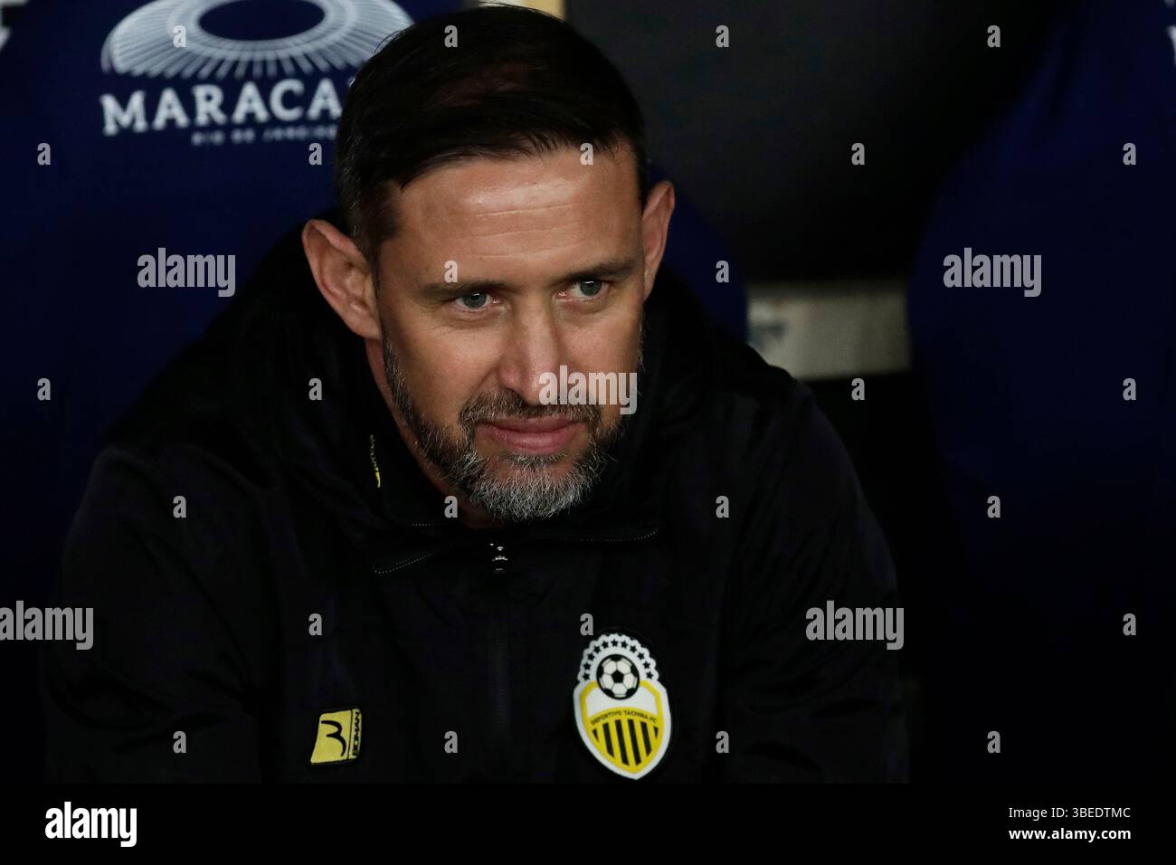 Coach Edgar Perez of Venezuela's Deportivo Tachira looks on prior to a ...