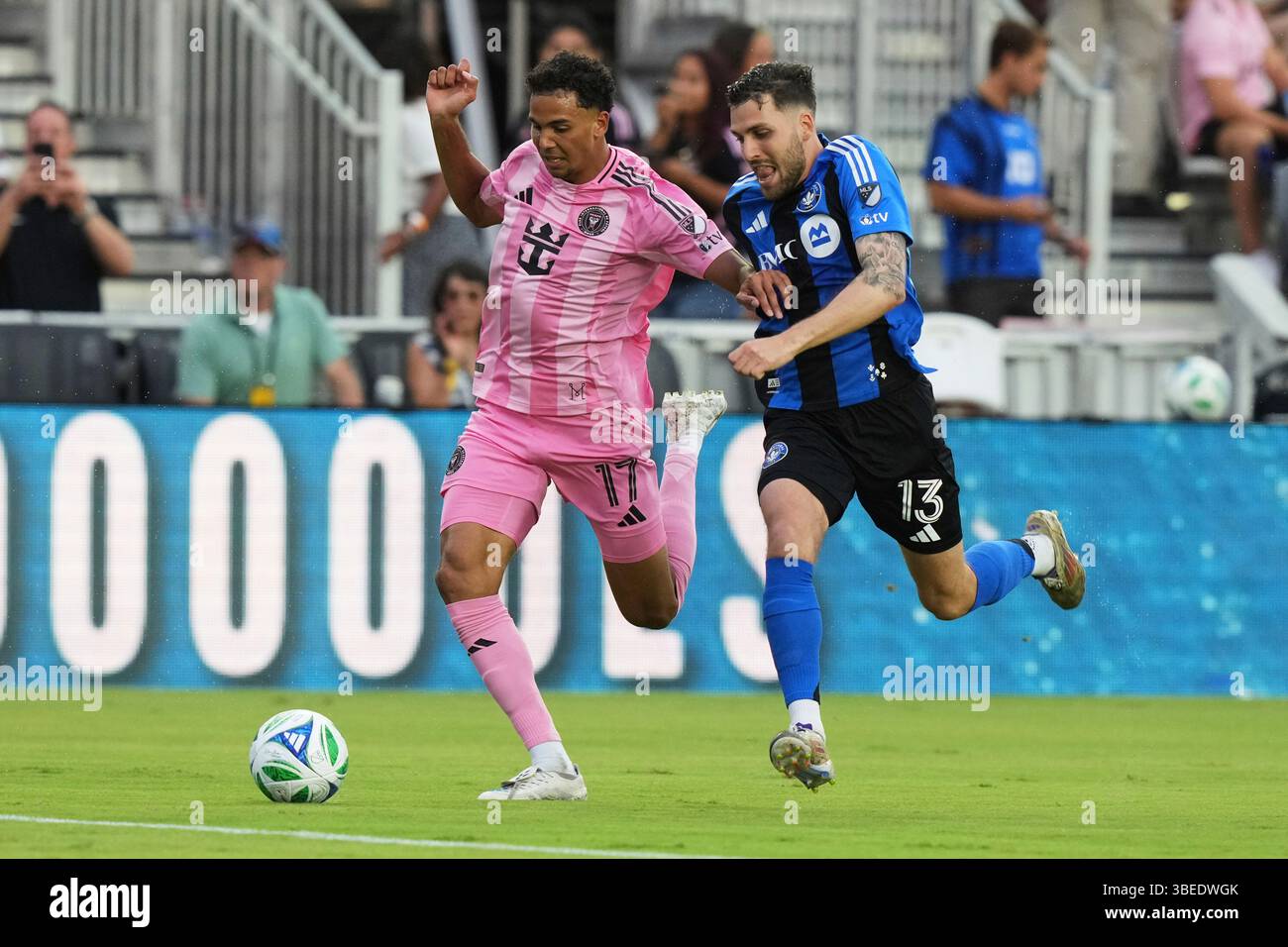 Inter Miami defender Ian Fray (17) and CF Montreal defender Luca ...