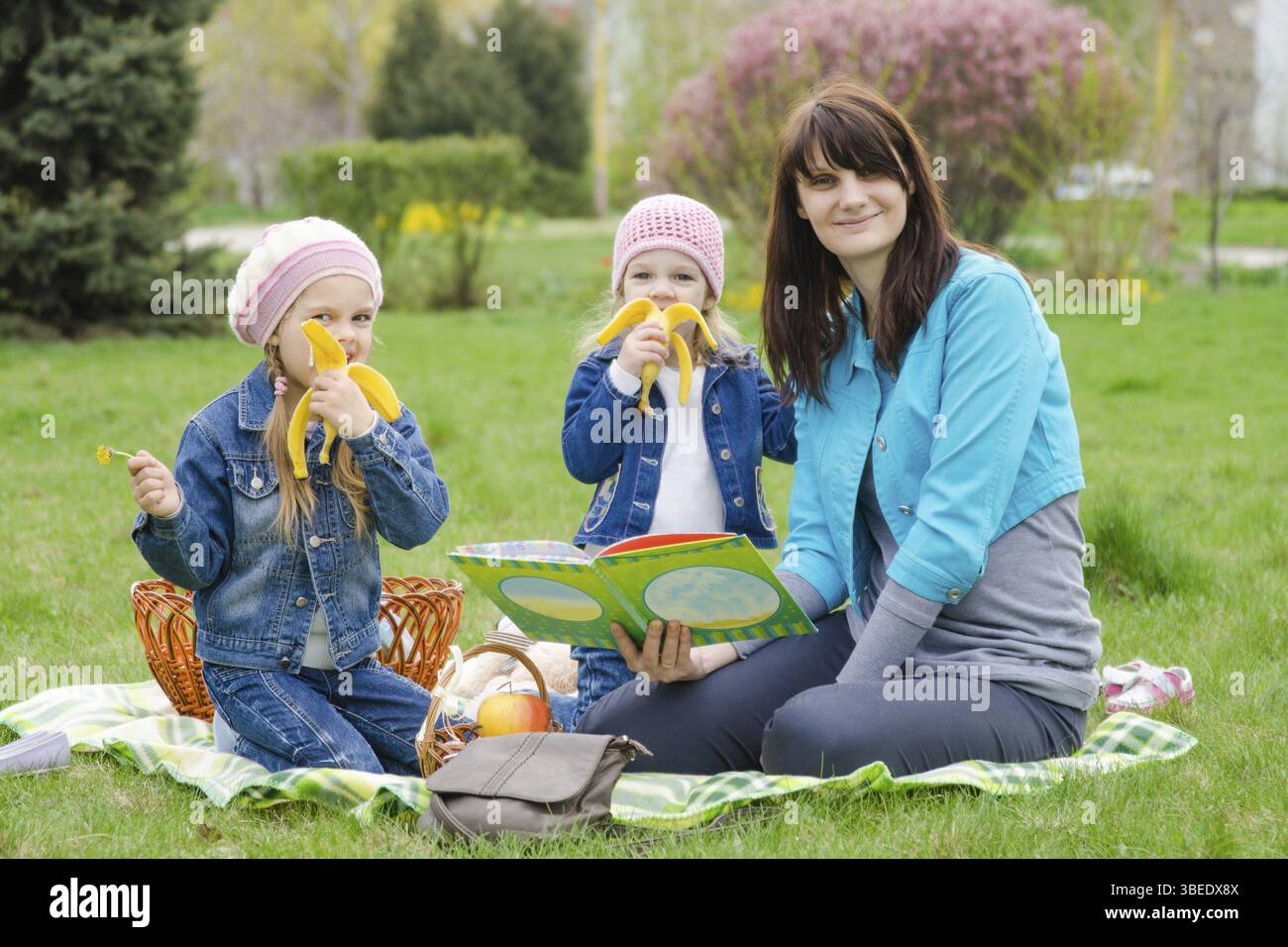 Incomplete family - mother, five-year and three year old daughter at a ...