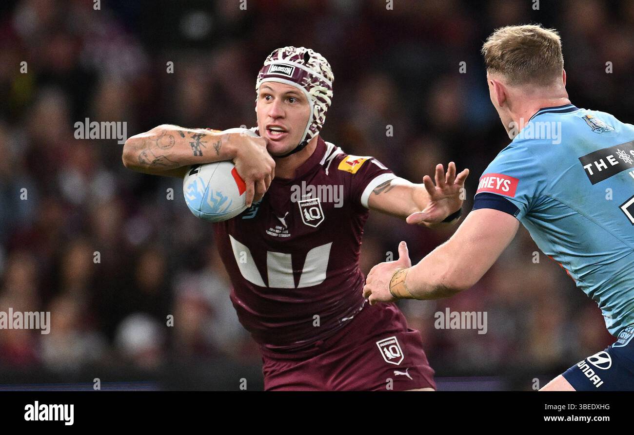 Kalyn Ponga of the Maroons during the State of Origin game one match ...